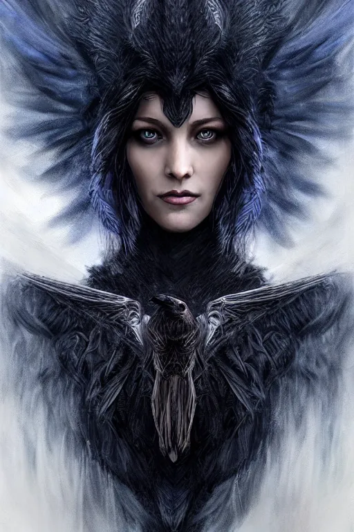 Majestic and regal portrait of a female Raven, DC | Stable Diffusion
