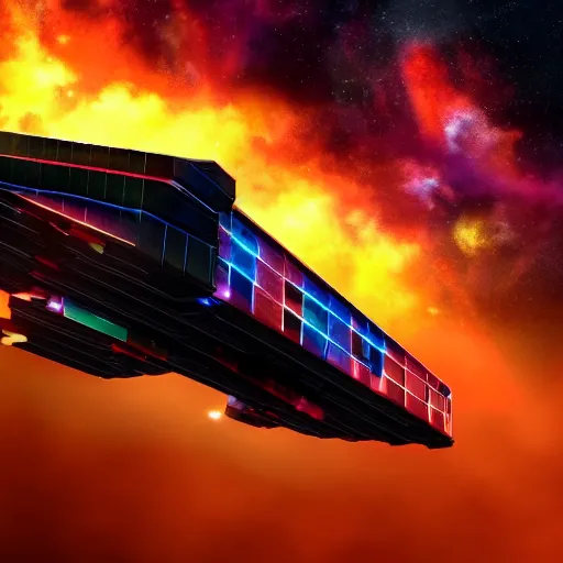spaceship made of multicolored shipping containers, | Stable Diffusion