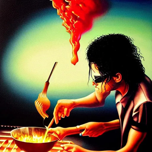 michael jackson cooking a bbq, abstract oil painting | Stable Diffusion ...