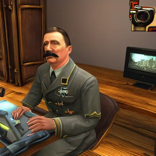 Adolf Hitler playing WoW in his computer, 8k, | Stable Diffusion | OpenArt