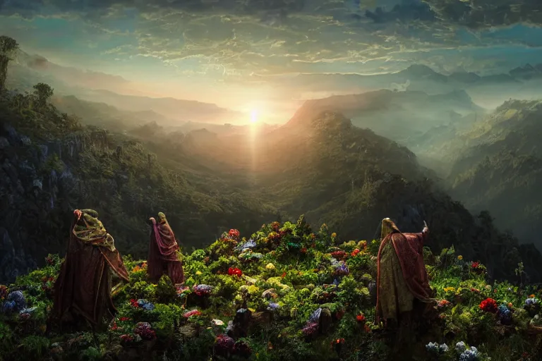 highly detailed three robed figures around an altar | Stable Diffusion ...