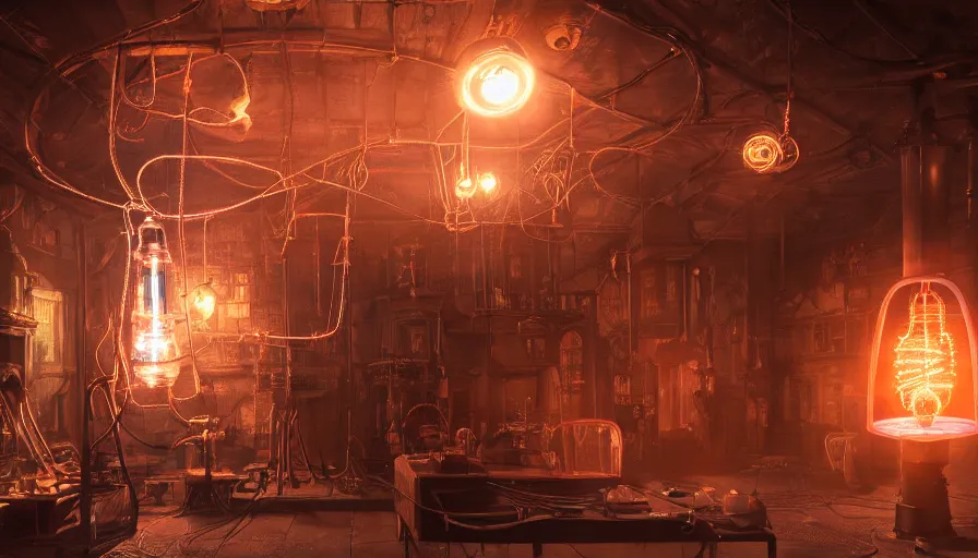 a glowing electrical steampunk teleport in a victorian | Stable Diffusion