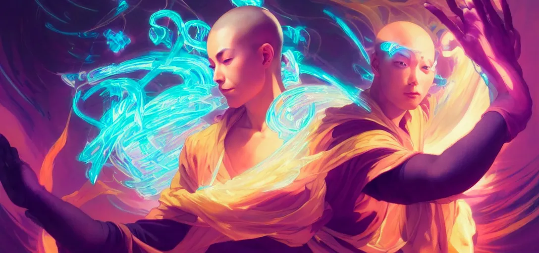 a floating monk, channeling swirling energy, wearing | Stable Diffusion ...