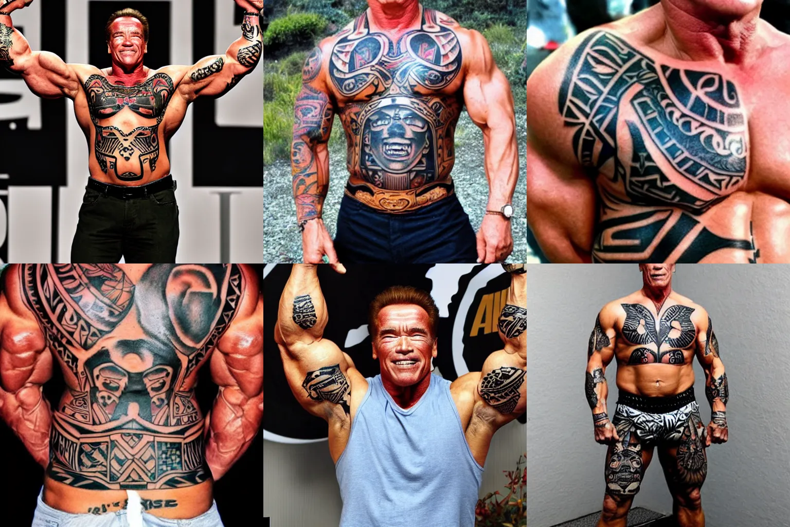 arnold Schwarzenegger portrait with maori face tattoo | Stable ...