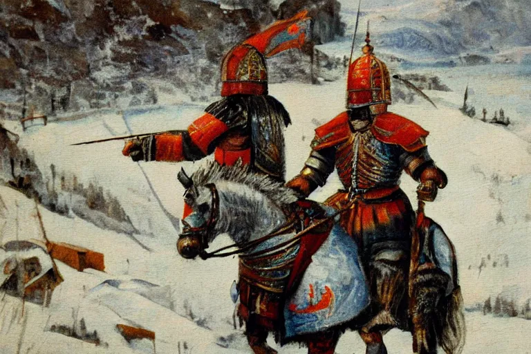 painting of a balkan tatar knight discovering a | Stable Diffusion ...
