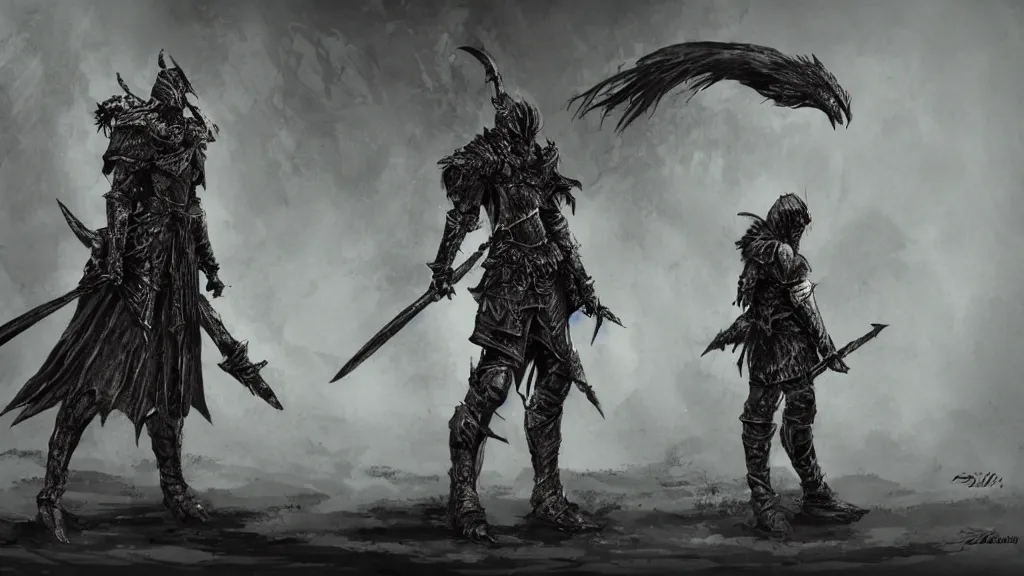 Unused Dark Souls concept art of a female crow knight | Stable ...
