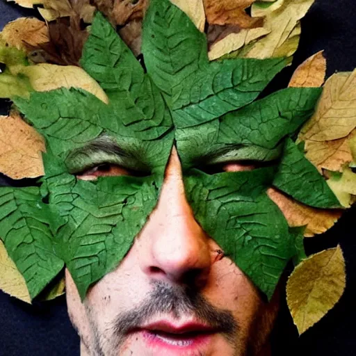 a face made of leaves made of keanu reaves | Stable Diffusion