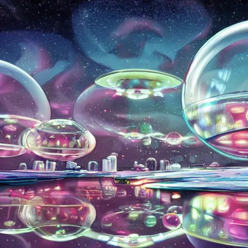 bubble city in space, futuristic style | Stable Diffusion | OpenArt