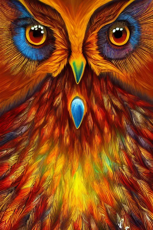 radiant owl, glowing amber, autumn colours, highly | Stable Diffusion ...