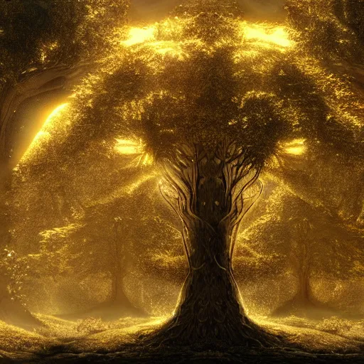 The Two Trees of Valinor, Laurelin and Telperion, one | Stable Diffusion