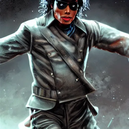 Michael Jackson as a cyborg soldier, running near the | Stable ...