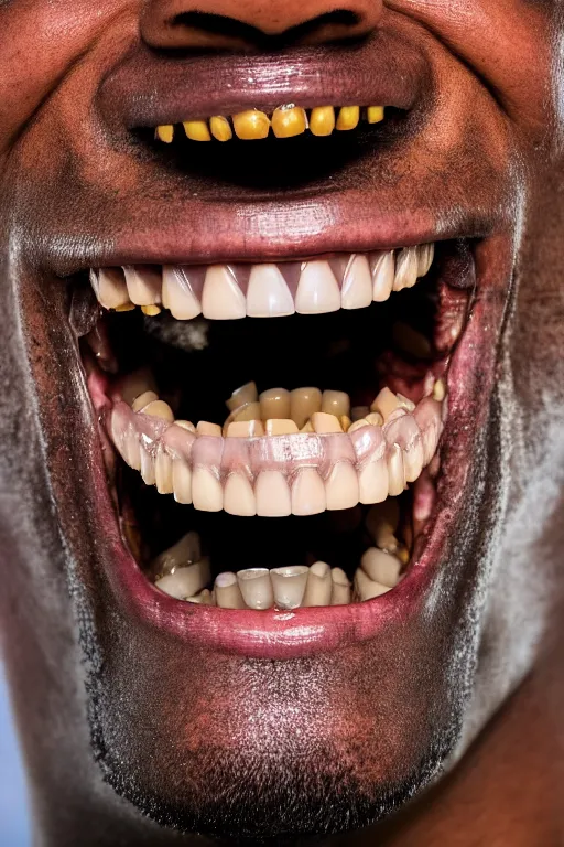 a photograph of a man with massive!!!!! teeth huge!!! | Stable Diffusion