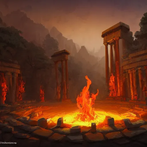 ancient greece inferno scene, magical atmosphere, by | Stable Diffusion