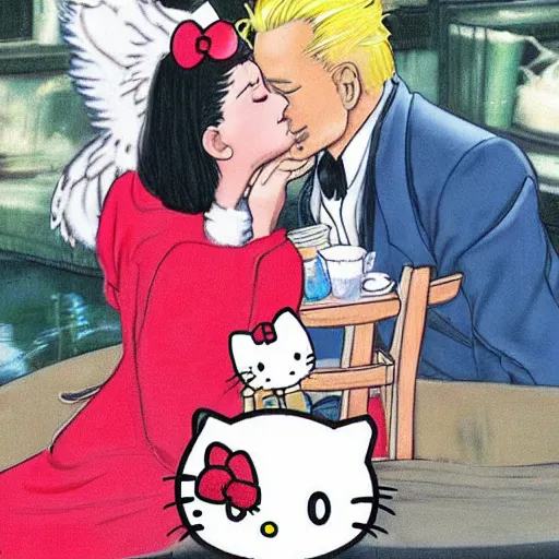 hello kitty and geese howard on a romantic date | Stable Diffusion ...