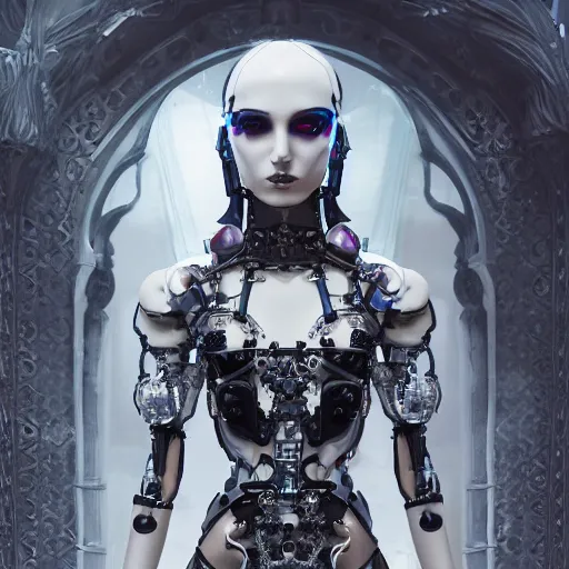 female gothic robots with transparent glass head with | Stable ...