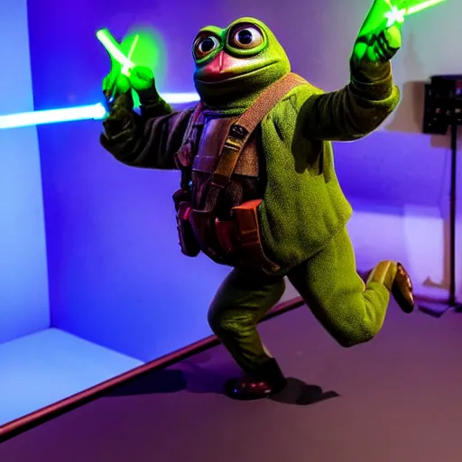 a wax sculpture of pepe the frog dressed as a star - | Stable Diffusion ...