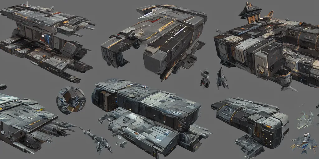 sci - fi modular cargo bay parts, kitbash, intricate, | Stable ...
