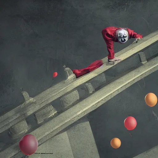 clown falling from a bridge, concept art, artstation, | Stable ...