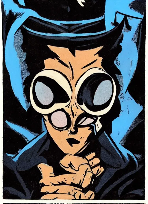 blue robed eldritch cultist satyr, comic book texture, | Stable ...