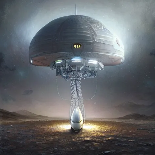 alien spaceship landing on earth, night scene, 3 d | Stable Diffusion ...