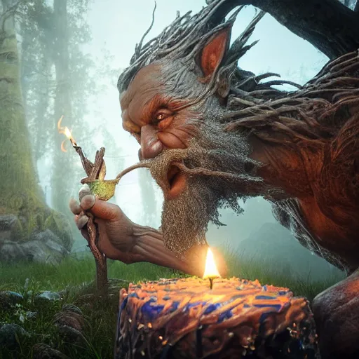 treebeard blowing out birthday candles, fantasy art, | Stable Diffusion ...