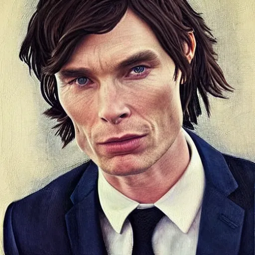 Cillian Murphy in a suit, classic painting, detailed | Stable Diffusion