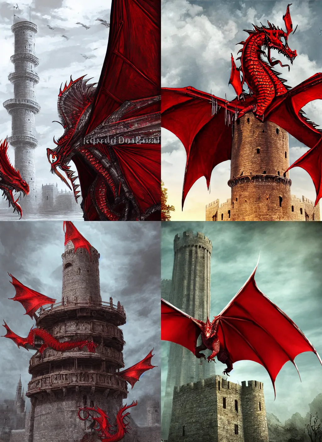 Western Style Red Dragon, White Tower Background, HD, | Stable ...
