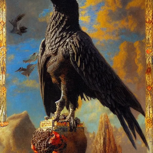 giant crow as devil, painting by gaston bussiere, | Stable Diffusion ...