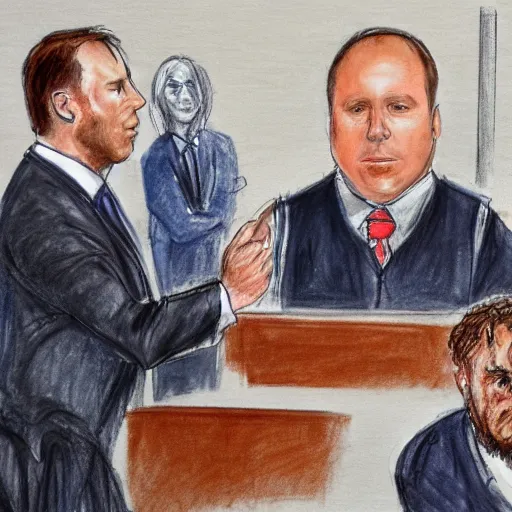 alex jones courtroom sketch court trial, interrupted | Stable Diffusion ...