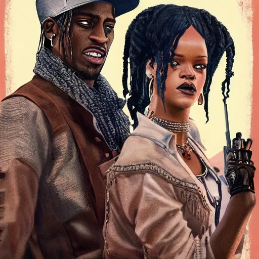 rihanna and travis scott in rdr 2, trending on | Stable Diffusion | OpenArt