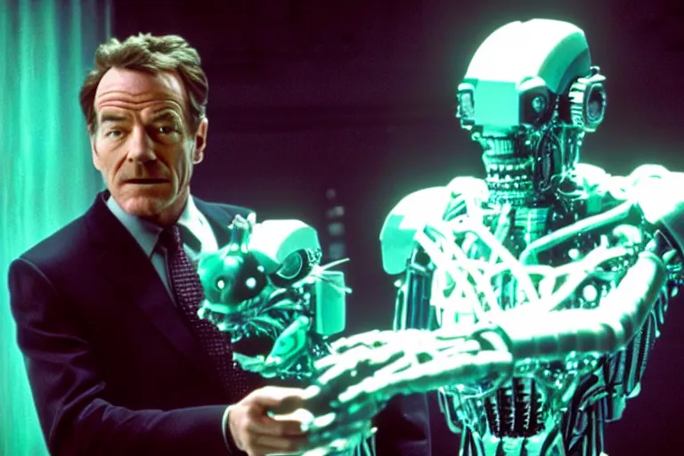 film still of bryan cranston and a cybernetic creature | Stable ...