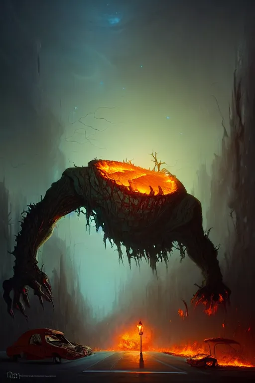 a giant horrible creature roaming the neighborhood | Stable Diffusion ...