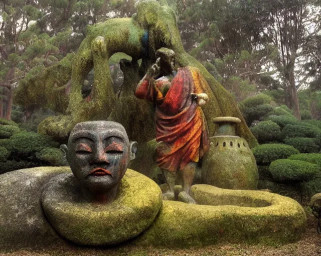 strange weird pagan japanese garden with a gigantic | Stable Diffusion ...