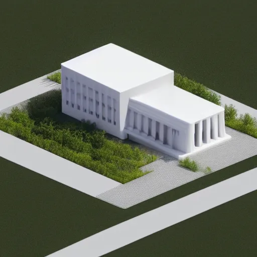 isometric render of a white architecture model, highly | Stable ...