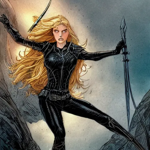 precisely drawn illustration of Eowyn blended with | Stable Diffusion ...