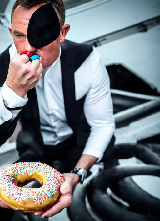 photo still of james bond eat donut, 8 k 8 5 mm f 1 6 | Stable ...