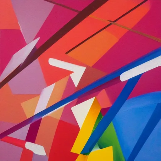 a painting of different colors and shapes on a wall, | Stable Diffusion