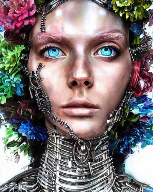photo realism portrait of beautiful cyborg woman in | Stable Diffusion ...