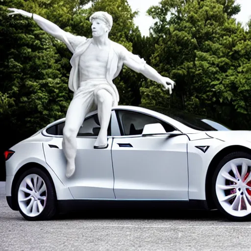 marble statue of tesla car, outdoors | Stable Diffusion | OpenArt