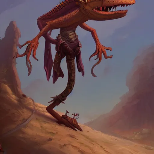 cartoon, anthro lizard, desert nomad, standing on two | Stable ...