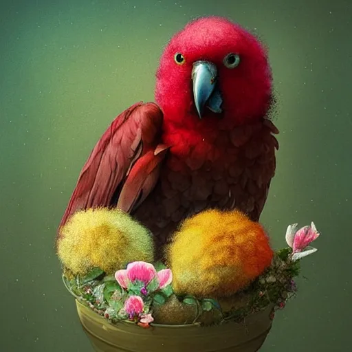 long shot of a very fluffy parrot chick nesting in a | Stable Diffusion ...