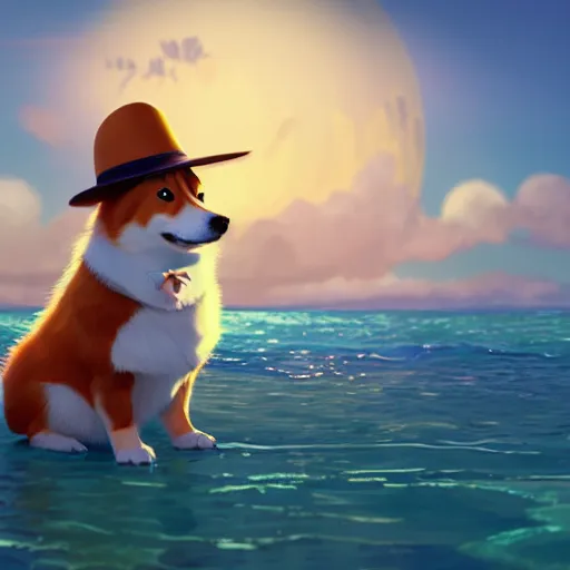 a wholesome animation key shot of a cute corgi on a | Stable Diffusion ...