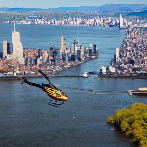 photograph of a helicopter flying over the hudson | Stable Diffusion ...