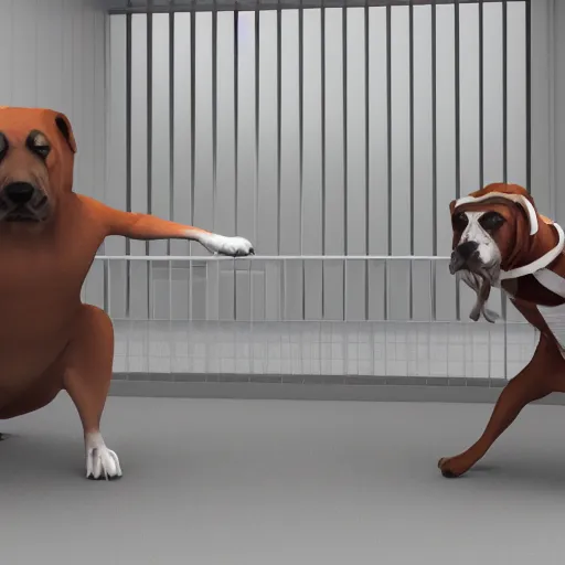 a very funny dog fighting against people inside a | Stable Diffusion ...