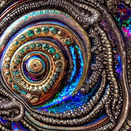 ornamental mask, Art Nouveau cresting oil slick waves, | Stable ...