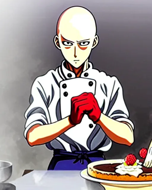 chef saitama one punch man, dressed as a pastry chef, | Stable ...
