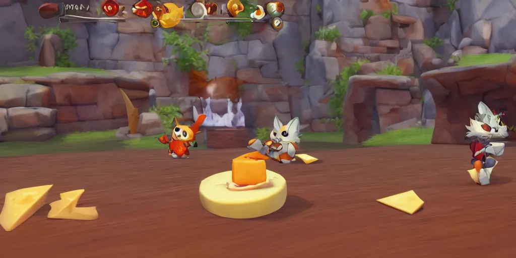 a transformice character enjoying a cheese, | Stable Diffusion | OpenArt