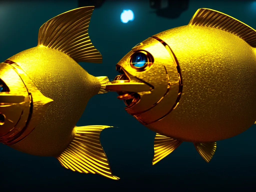 film still of a mechanical golden fish science fiction | Stable ...