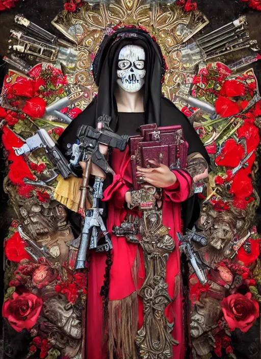 Mexican masterpiece of santa muerte with the book of | Stable Diffusion