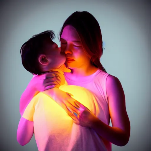 woman hug fluorescence, glow, baby in the dark | Stable Diffusion | OpenArt